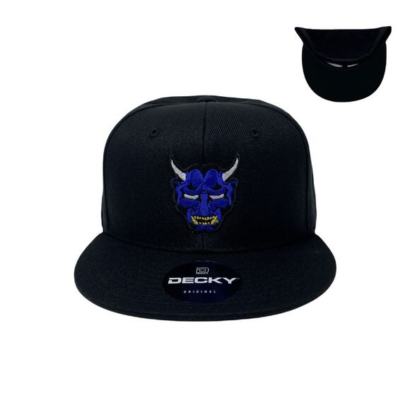 Unbranded | Accessories | Oni Mask Blue Snapback Hat All Black | Poshmark